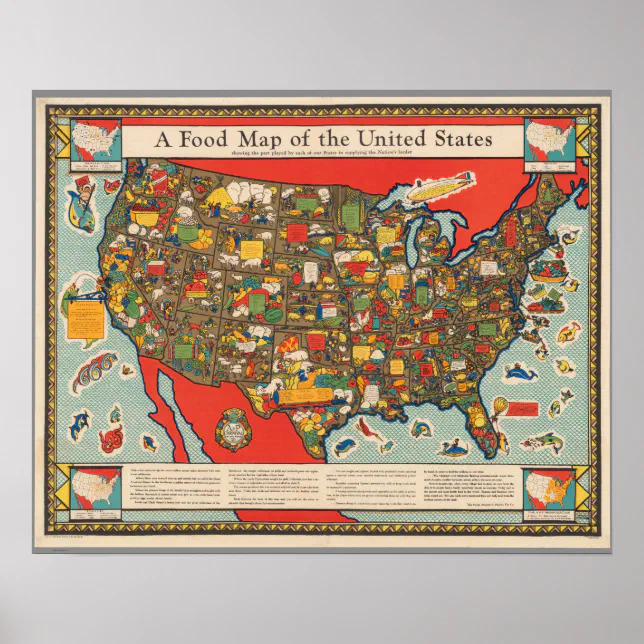 Food Map of the United States Poster | Zazzle