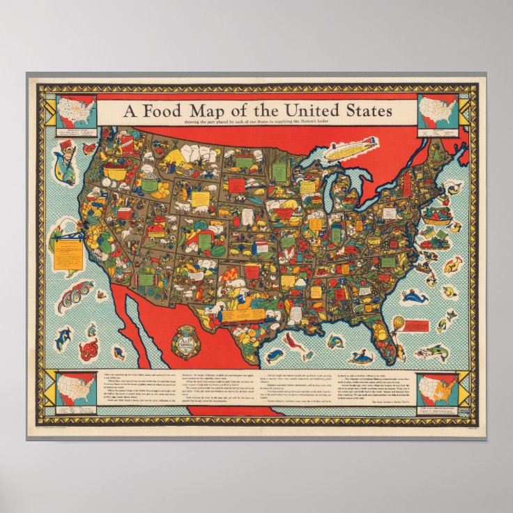Food Map of the United States Poster | Zazzle