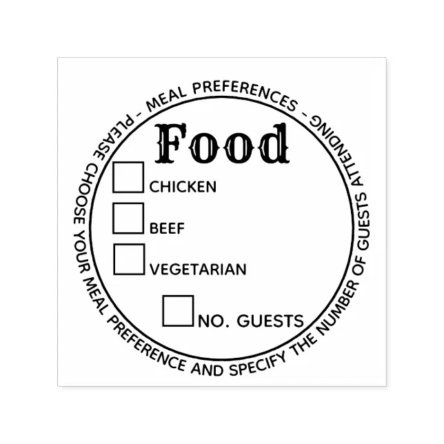 Food meal choices guests party celebration menu self-inking stamp | Zazzle