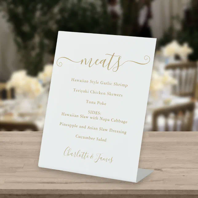 Food Menu Gold Signature Script Pedestal Sign | Zazzle