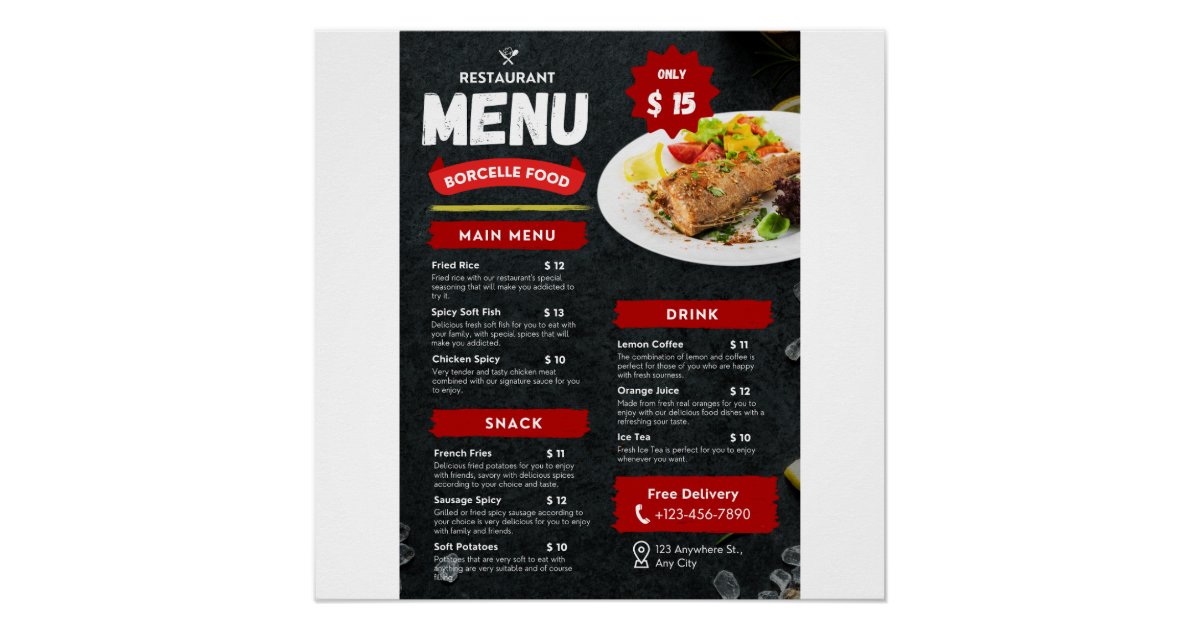 Food Menus Glossy Poster | Zazzle