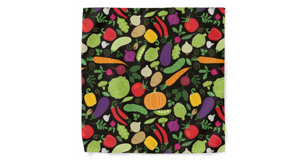 Food on a black background bandana | Zazzle