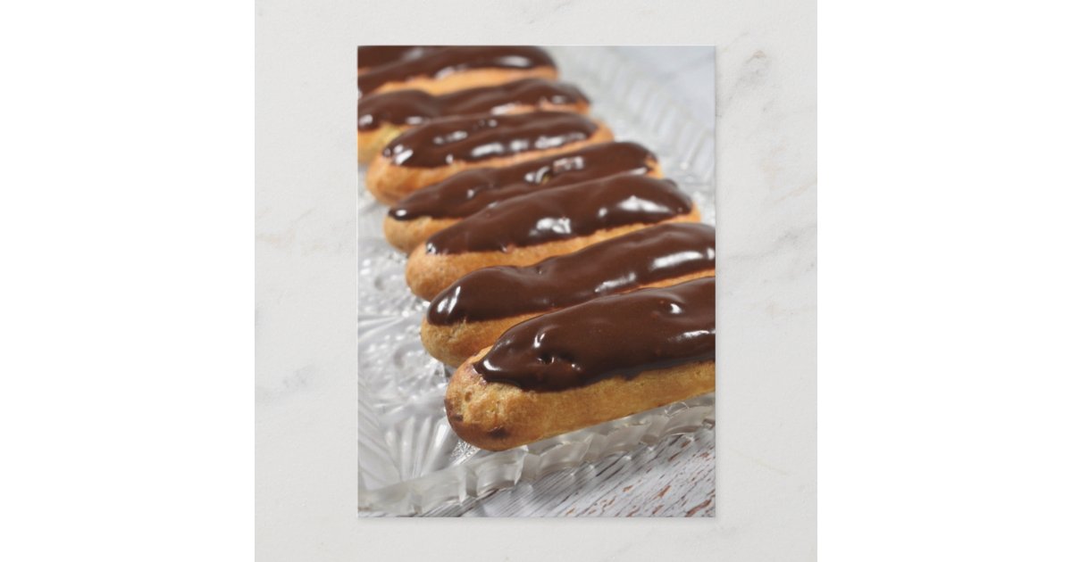 Food Photography Boston Cream Filled Eclairs Postcard | Zazzle