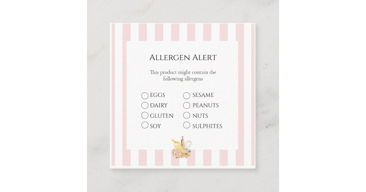 Food Safety Allergen Alert Card | Zazzle