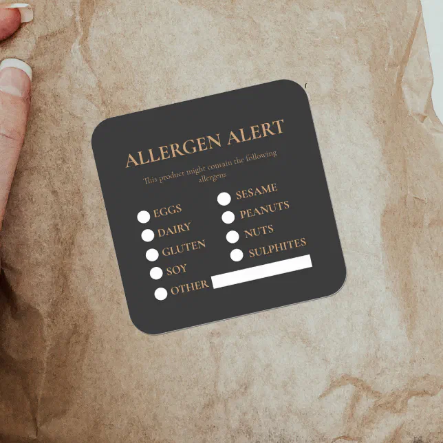 Food Safety Allergen Alert Square Sticker | Zazzle