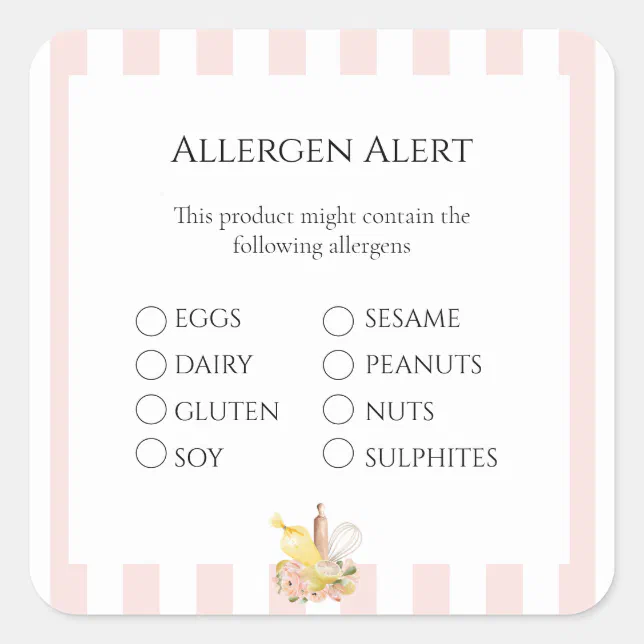 Food Safety Allergen Alert Square Sticker | Zazzle