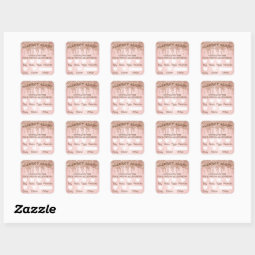 Food Safety Allergy Alert Rose Gold Glitter Drips Square Sticker | Zazzle