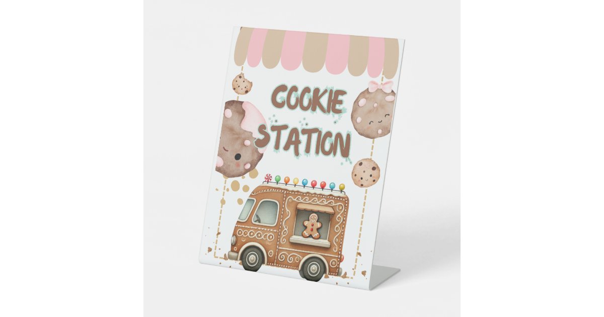 Food Signage Cookie Station For Party Food Label Pedestal Sign | Zazzle