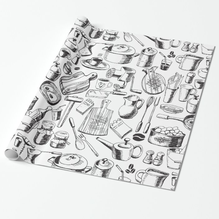 Food Sketch Wrapping Paper | Zazzle.com