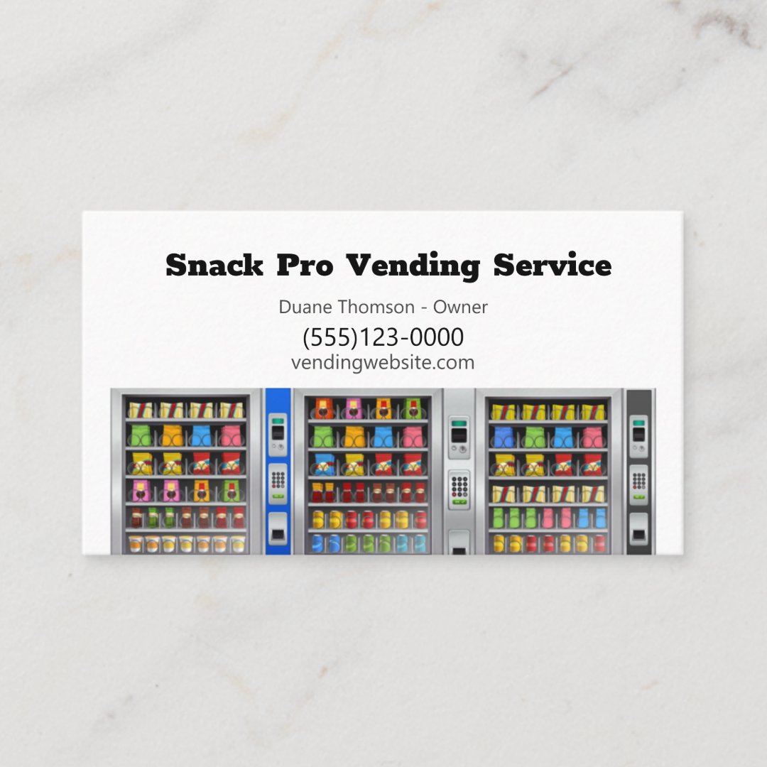 Food Snack Vendor Vending Machine Service Business Card | Zazzle