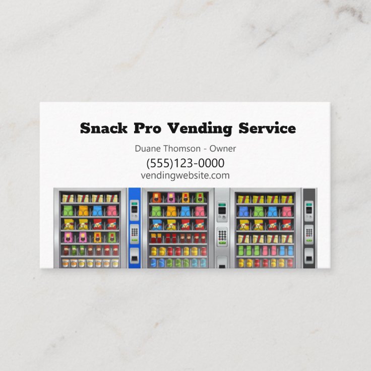 Food Snack Vendor Vending Machine Service Business Card | Zazzle