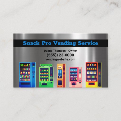 Food Snack Vendor Vending Machine Service Business Card | Zazzle