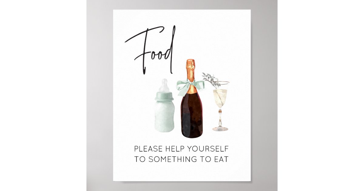 Food Station Sign for Baby Shower Green Sip & See | Zazzle