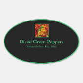 Food Storage Kitchen Stickers-Diced Green Peppers Oval Sticker | Zazzle