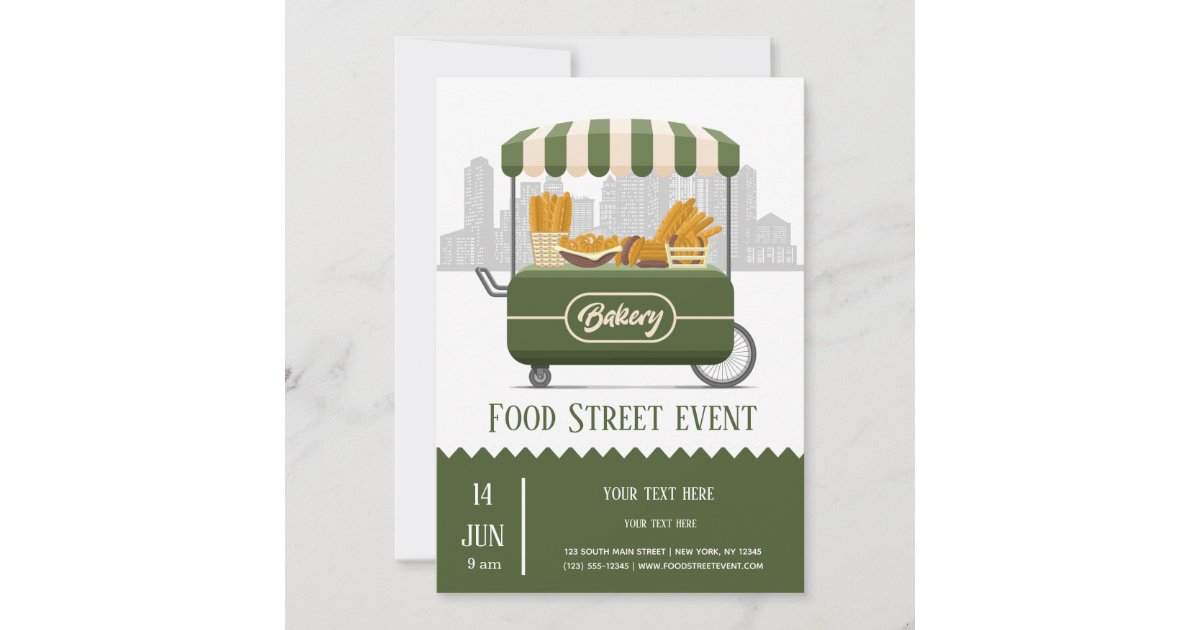 Food street bakery invitation | Zazzle