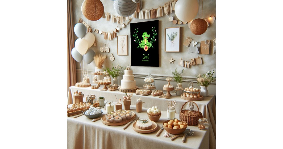 Food Table Sign Alligator Baby Shower Poster | Zazzle