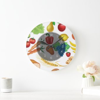 Food Theme Kitchen Wall Clocks | Zazzle