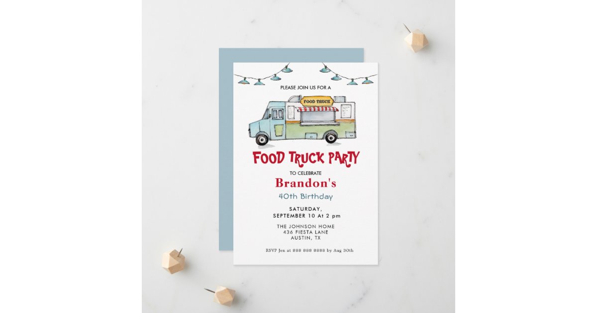 Food Truck Birthday Party Invitation | Zazzle