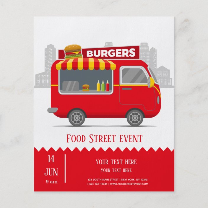 Food truck street burgers hamburgers flyer | Zazzle.com
