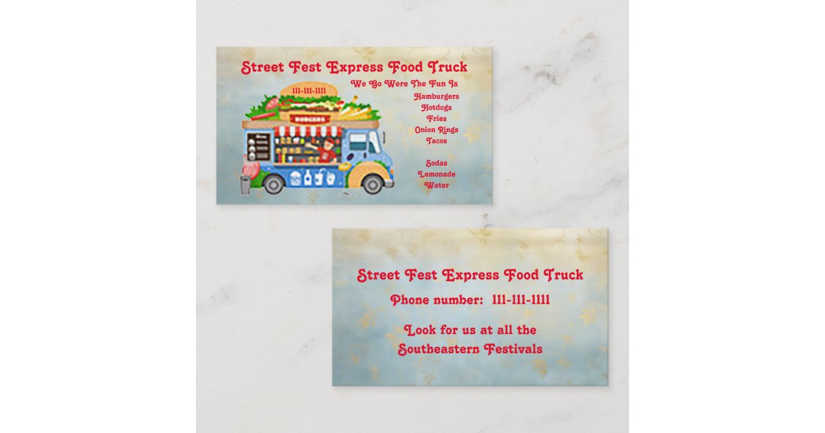 Food Van/Truck Business Card | Zazzle