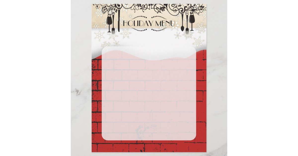 food wine brick Christmas holiday menu letterhead | Zazzle