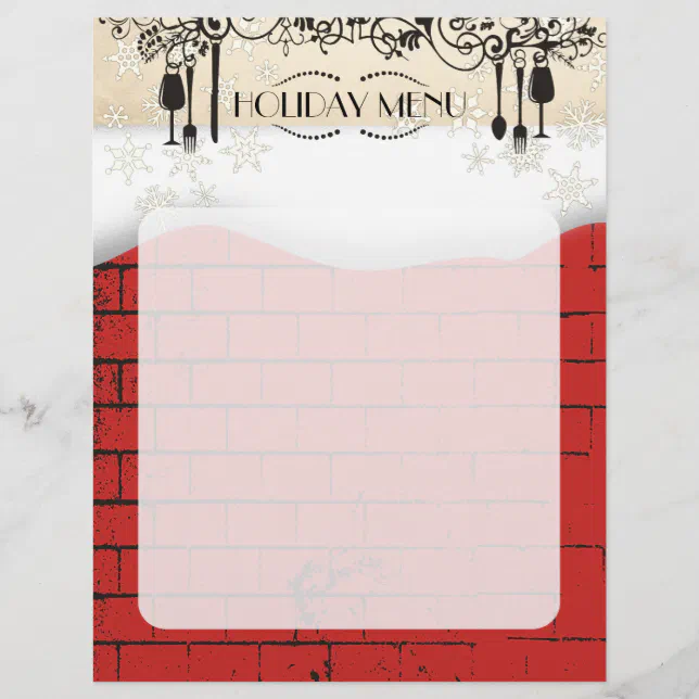 food wine brick Christmas holiday menu letterhead | Zazzle