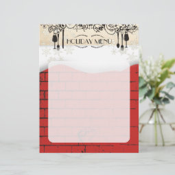 food wine brick Christmas holiday menu letterhead | Zazzle