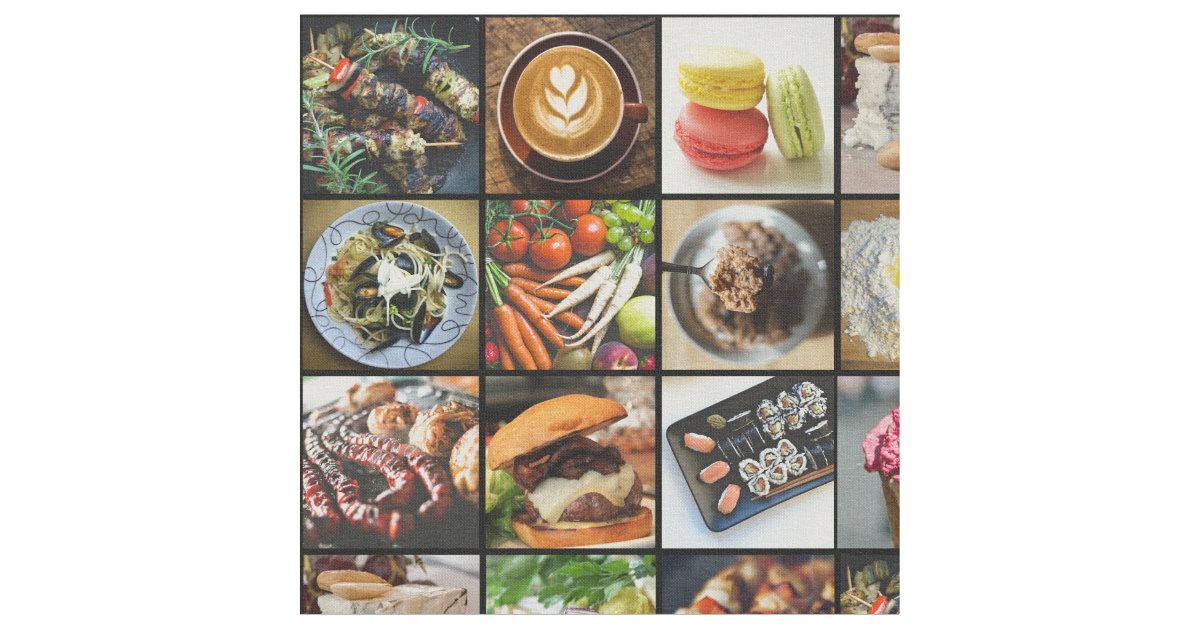 Foodie Photo Collage fabric | Zazzle