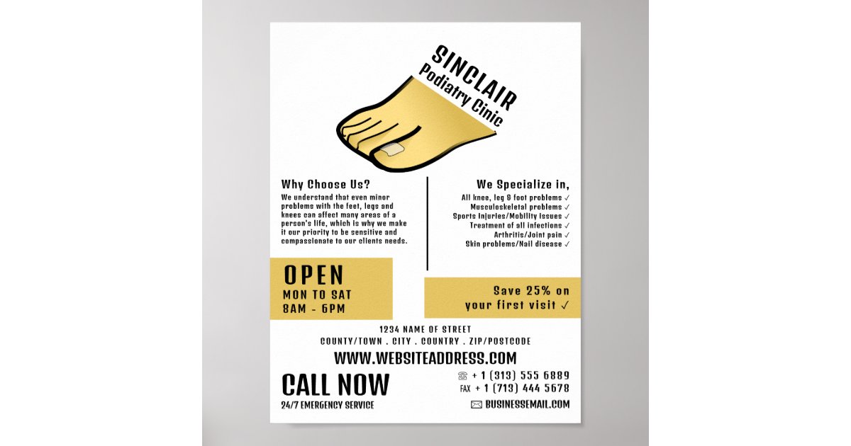 Foot Design, Podiatry Clinic, Podiatrist Poster | Zazzle