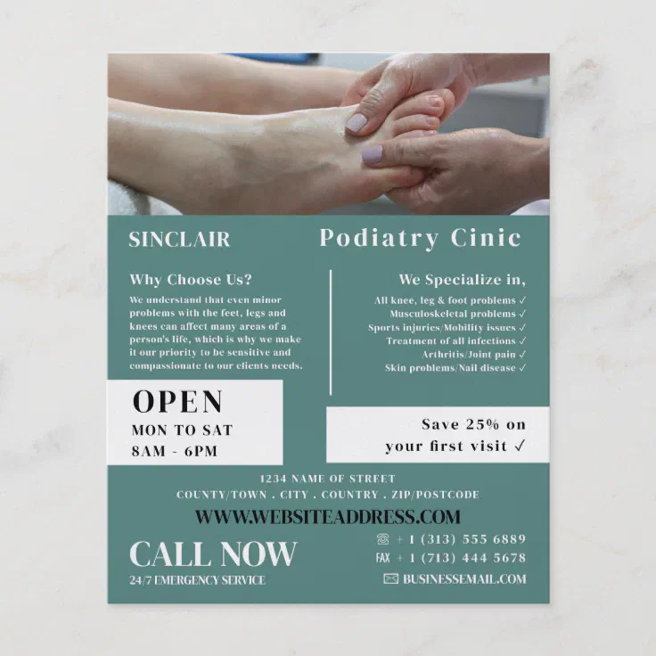 Foot Exam Portrait, Podiatry Clinic, Podiatrist Flyer | Zazzle