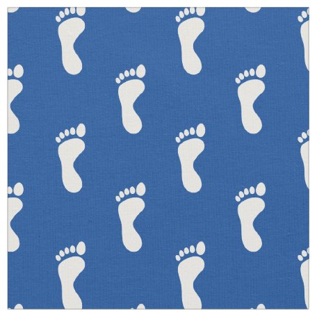 Blue and White Paw Print Fabric | Zazzle