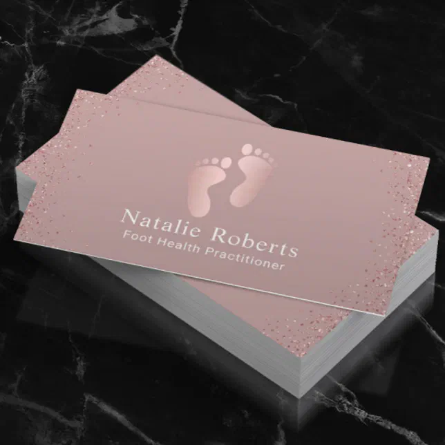 Foot Healthcare Practitioner Dusty Rose Gold Business Card | Zazzle