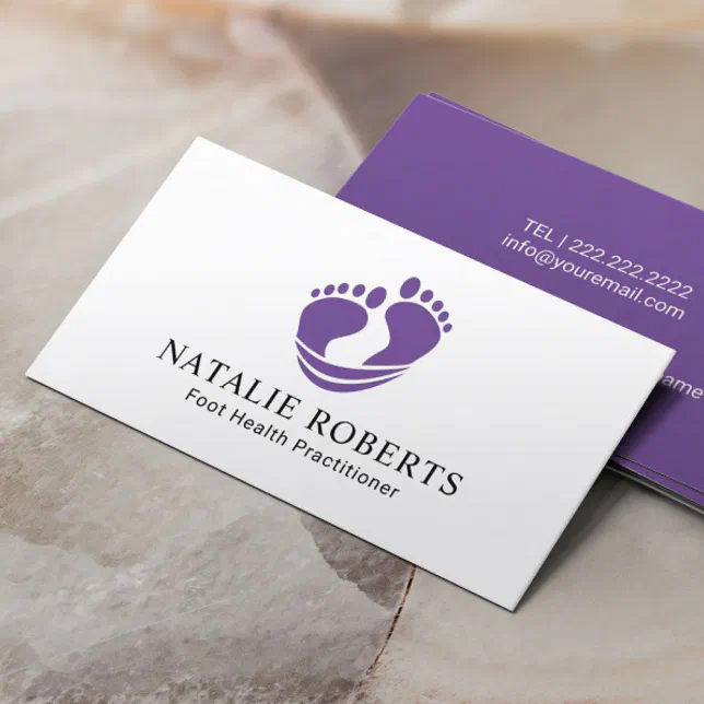 Foot Healthcare Practitioner Massage Spa Purple Business Card | Zazzle