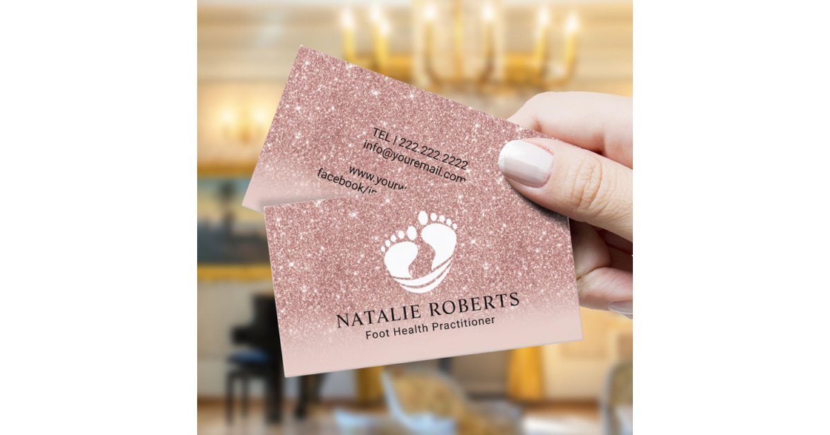 Foot Healthcare Practitioner Massage Spa Rose Gold Business Card | Zazzle