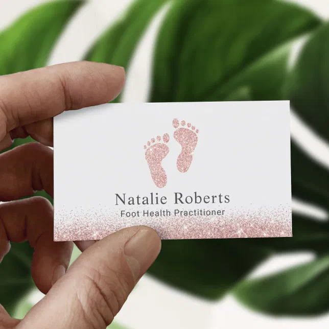 Foot Healthcare Practitioner Rose Gold Glitter Business Card | Zazzle