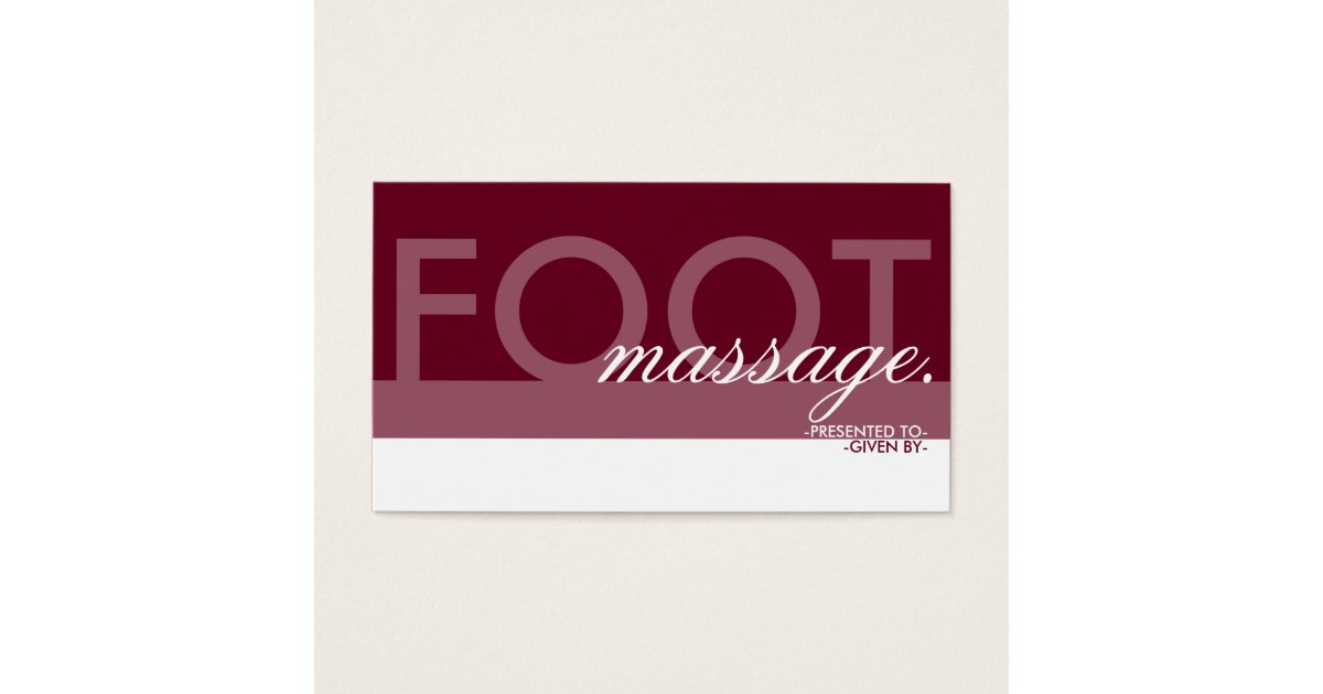 FOOT MASSAGE gift card overlay | Zazzle