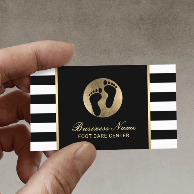 Foot Massage Podiatrist Practitioner Modern Stripe Business Card | Zazzle