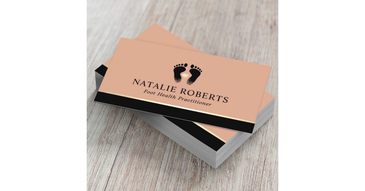 Foot Massage Therapist Podiatrist Elegant Beige Business Card | Zazzle