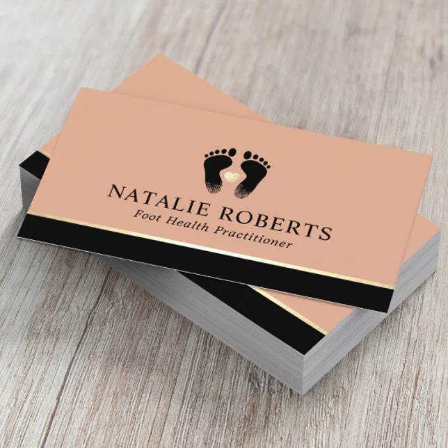 Foot Massage Therapist Podiatrist Elegant Beige Business Card | Zazzle