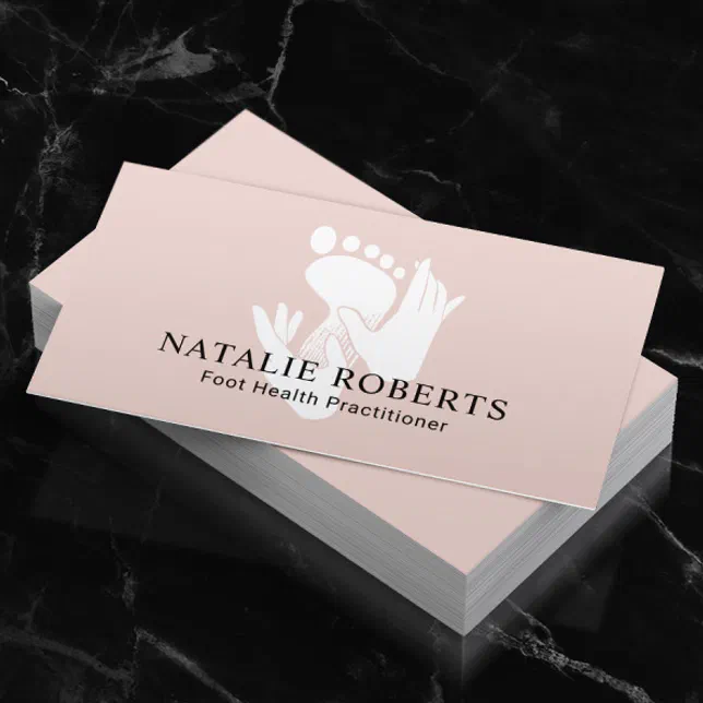 Foot Massage Therapist Podiatrist Feet Spa Blush Business Card | Zazzle
