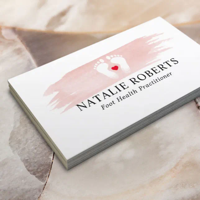 Foot Massage Therapist Podiatrist Pink Brushstroke Business Card | Zazzle