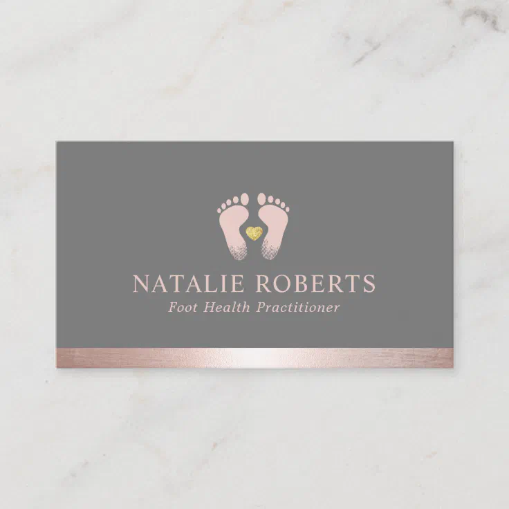 Foot Massage Therapist Podiatrist Rose Gold Border Business Card | Zazzle