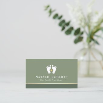 Foot Massage Therapist Podiatrist Sage Green SPA Business Card | Zazzle