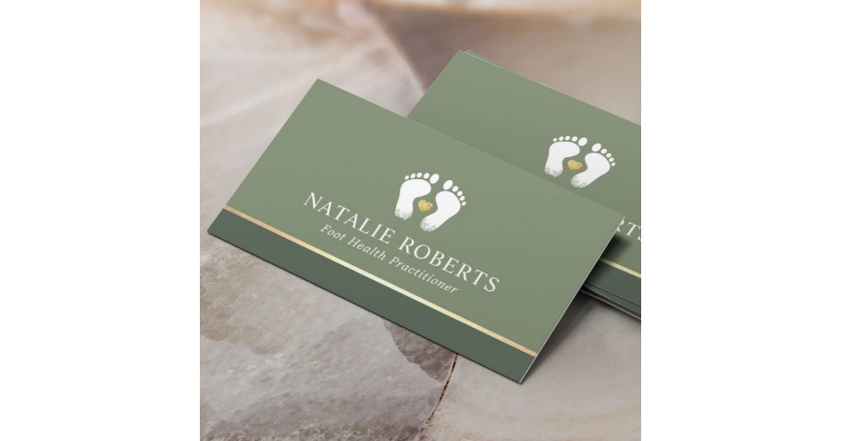 Foot Massage Therapist Podiatrist Sage Green SPA Business Card | Zazzle
