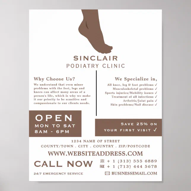 Foot Portrait, Podiatry Clinic, Podiatrist Poster | Zazzle