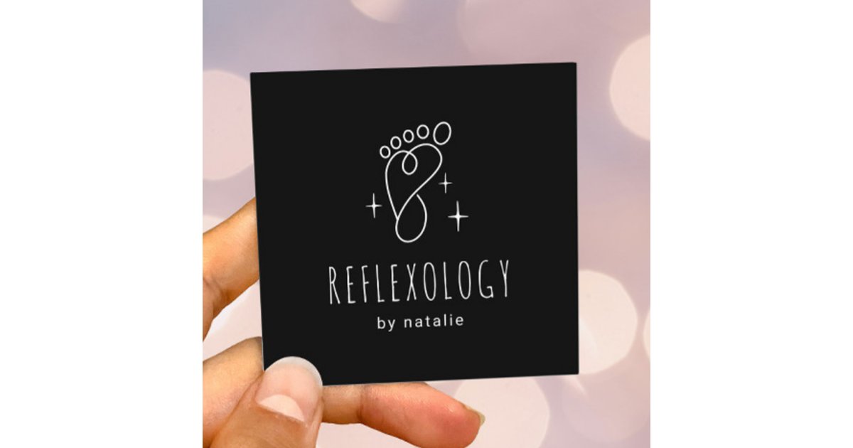 Foot Reflexology Massage Therapy Cute Foot SPA Square Business Card ...