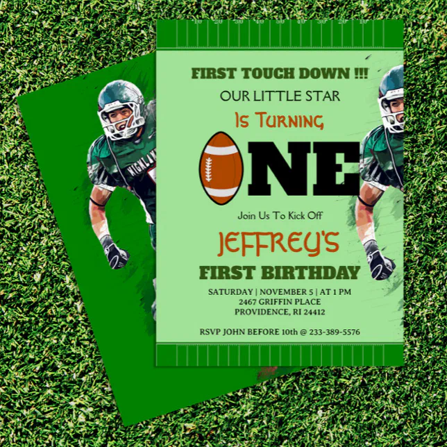 Football 1st Birthday Invitation | Zazzle