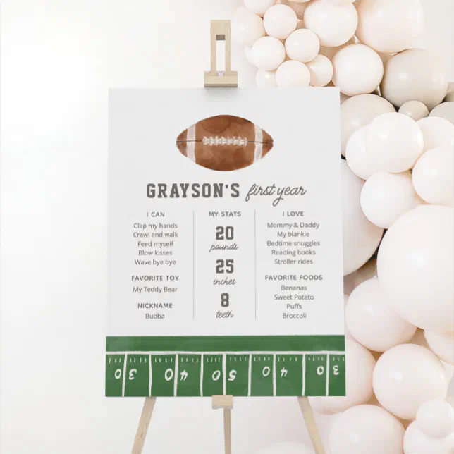 Football 1st Birthday Milestone Sign | Zazzle