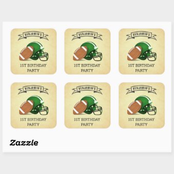 Football 1st Birthday Party Favor Sticker | Zazzle