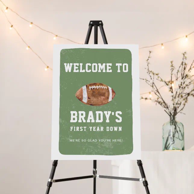 Football 1st Birthday Welcome Sign | 1st Year Down | Zazzle